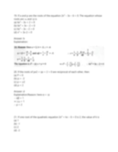 Solution Quadratic Equations Mcqs Part 2 Studypool