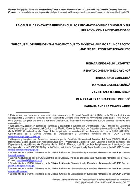 Pdf La Causal De Vacancia Presidencial Por Incapacidad Física Y Moral