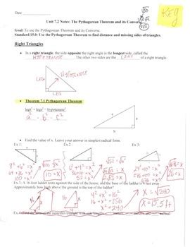 Geometry Notes Pythagorean Theorem And Converse By Dustin Mathias