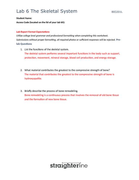 BIO Lab Assignment Babe Name Access Code Located On The Lid Of Your Lab Kit Lab