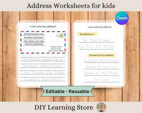 Editable Address Worksheets Practice Learning Life Skills Busy Binder Homebabe Handwriting