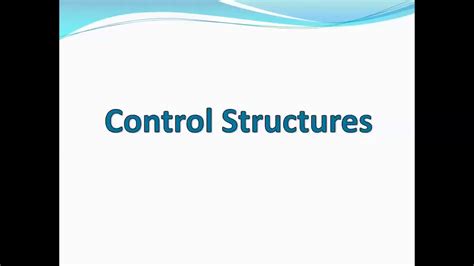 Control Structures In C Youtube