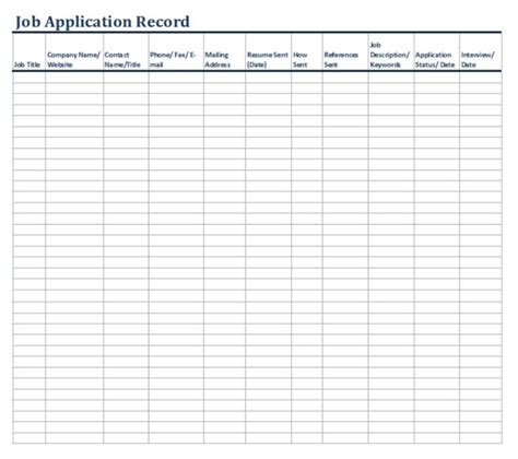 Job Application Log Template Free Log Templates