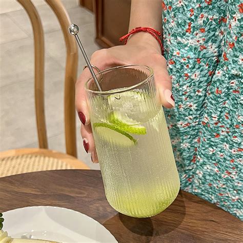 日式 Ins風 豎紋 冰美式咖啡杯 蘇打水杯 Chic飲品杯 果汁杯 水果茶冷飲杯 蝦皮購物