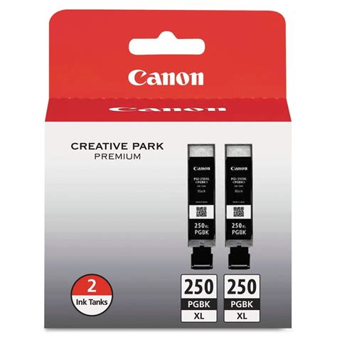 Canon PGI 250PGBK XL High Capacity Pigment Black Ink Cartridge 2 Pack