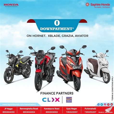 Saphire Honda Offers 0 Downpayment Bike Poster Character Design
