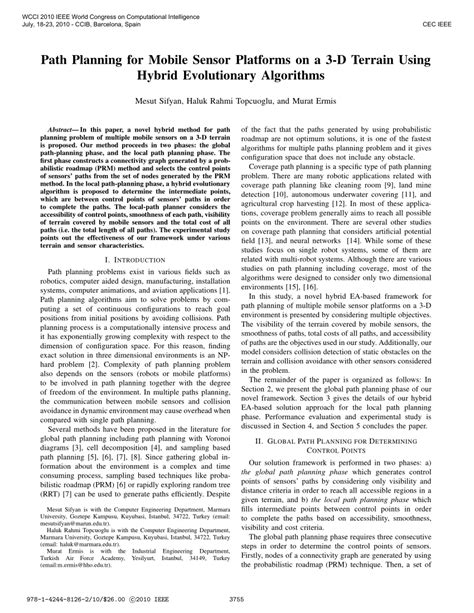 pdf path planning for mobile sensor platforms on a 3 d terrain using