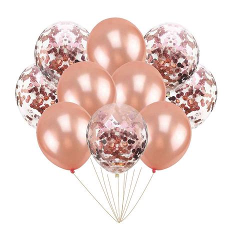 Balony rose gold i z konfetti różowo złotym 30 cm 10 szt Sklep Moje