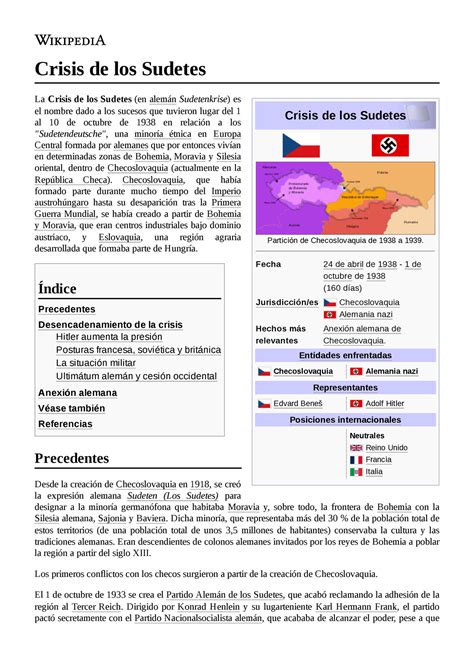 Crisis De Los Sudetes Resumen Crisis De Los Sudetes Partición De