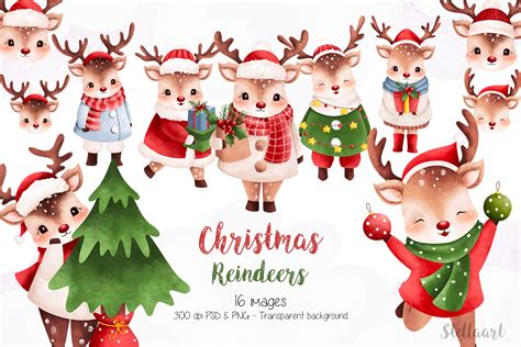 Christmas Reindeer Clipart Graphic By Stellaart · Creative Fabrica
