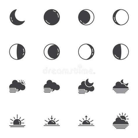 夜间天气矢量图图标 向量例证 插画 包括有 图标 月牙 平面 符号 日出 月亮 设置 简单 198898654