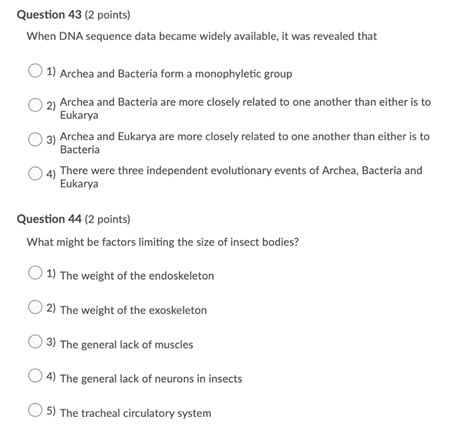 solved question 43 2 points when dna sequence data became