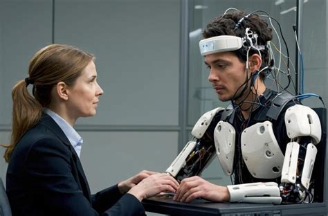 Premium Photo Man With Braincomputer Interface Conducting Research