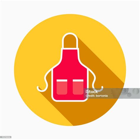 앞치마 플랫 디자인 바베 큐 아이콘 쪽 그림자와 함께 0명에 대한 스톡 벡터 아트 및 기타 이미지 0명 긴 그림자 디자인
