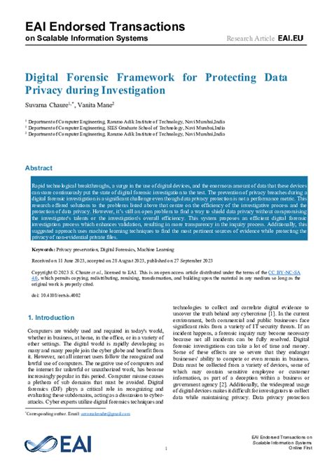 Pdf Digital Forensic Framework For Protecting Data Privacy During