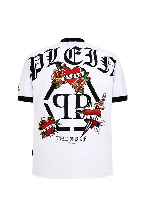 Philipp Plein Golf필립플레인 골프 Men 크롬 그래픽 아트워크 숏 슬리브 폴로 셔츠 Si