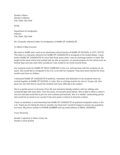 Letter Of Recommendation For Immigration Marriage