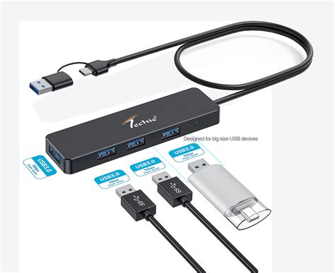 Maximize Connectivity With Techie Usb Type C Hub 4 X Usb 3 0 Ports And 1m Cable For Laptop Pc