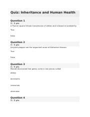 Quiz Inheritance And Human Health Docx Quiz Inheritance And Human Health Question 1 3 3