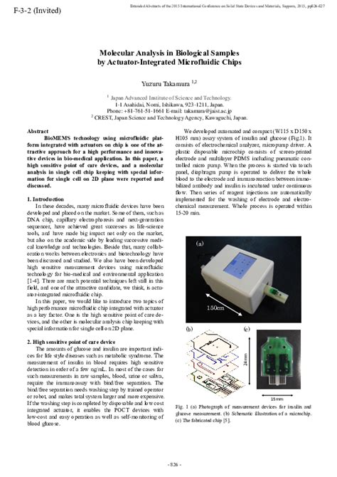 Pdf Invited Molecular Analysis In Biological Samples By Actuator