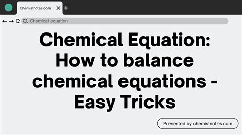 Chemical Equation How To Balance Chemical Equations Easy Tricks