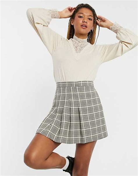 Jdy Top à Col Montant En Dentelle Crème Asos