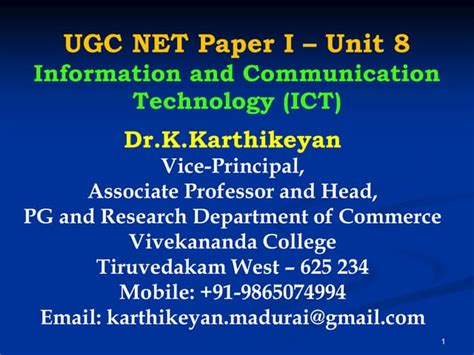 Ugc Net Paper I Unit 8 Information And Communication Technology Ictpdf