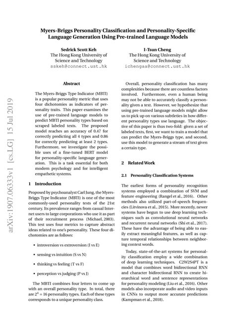 Myers Briggs Personality Classification And Personality Specific Language Generation Using Pre