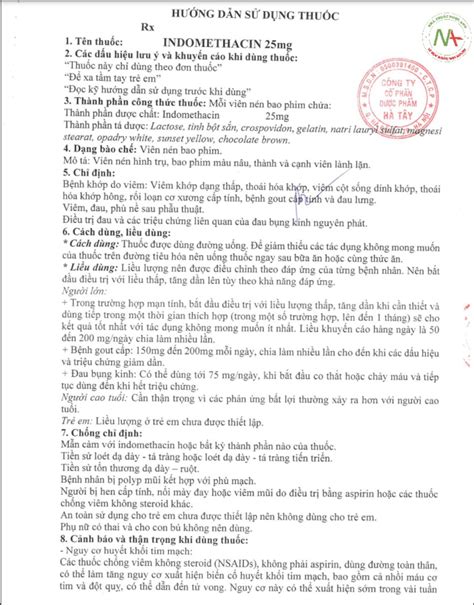 Thu C Indomethacin Mg Hataphar Mua U Gi Bao Nhi U