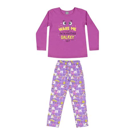 Quimby Pijama Estampado Infantil Menina Roxo Vestis