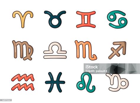 조디악의 점성술 표지판 양자리 황소자리 쌍둥이자리 게자리 처녀자리 천칭자리 전갈자리 궁수자리 물병자리 물고기자리 사자자리 염소자리 벡터 그리기 디자인 요소 모음입니다 벡터에