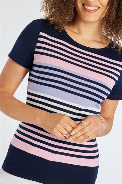Short Sleeve Colour Block Striped T Shirt Bonmarché