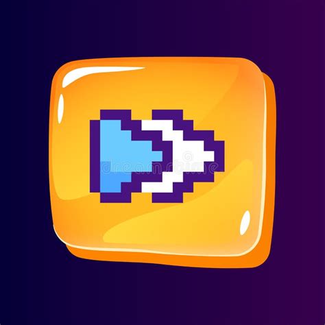 Multimedia Control Glossy Ui Button With Pixelated Color Icon Stock