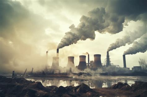 Premium Ai Image Coal Power Plant Pollution Smoking Industrial Chimneys