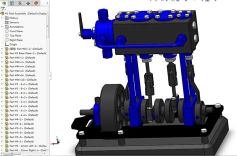 2缸立式船用蒸汽机演示结构3d图纸 Solidworks设计 Keryi