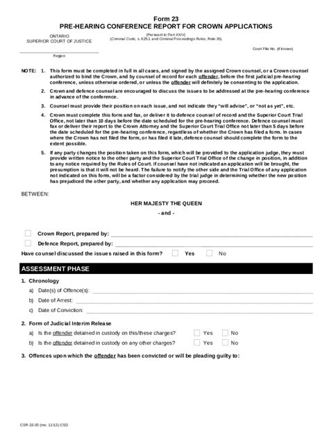 CSR 23 35 Ontario Court S Ontariocourts On Doc Template PdfFiller