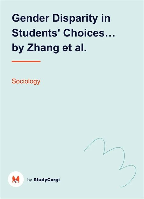 Gender Disparity In Students Choices By Zhang Et Al Free Essay