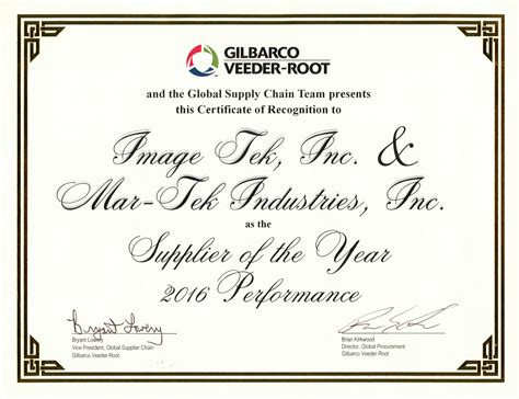 Gilbarco Veeder Root Presents Certificate Of Recognition Mar Tek