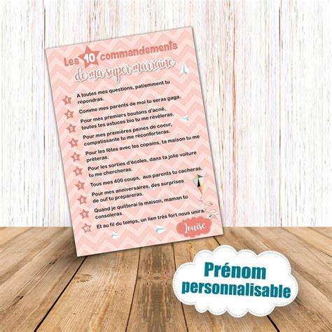 2 Cartes PERSONNALISABLES Les 10 Commandements Parrain Et Etsy