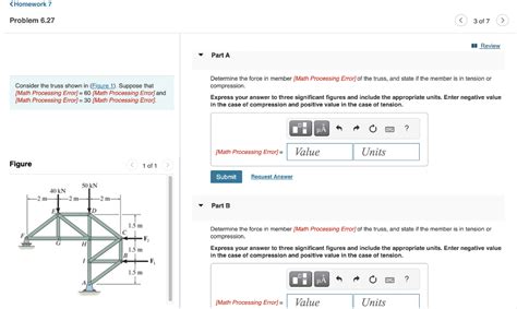 determine the force in member [math processing error]