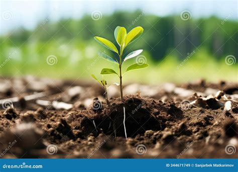 Reforestation Effort Planting Trees In A Degraded Area Illustra Royalty