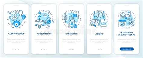 Application Security Protocols Blue Onboarding Mobile App Screen Stock