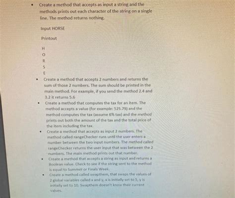 Solved Create A Method That Accepts As Input A String And