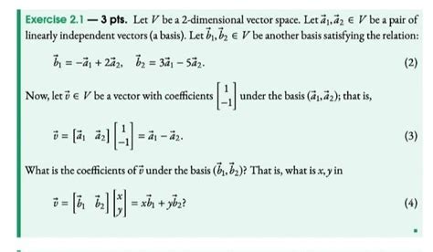 Solved Exercise 21 3 Pts Let V Be A 2 Dimensional Vector