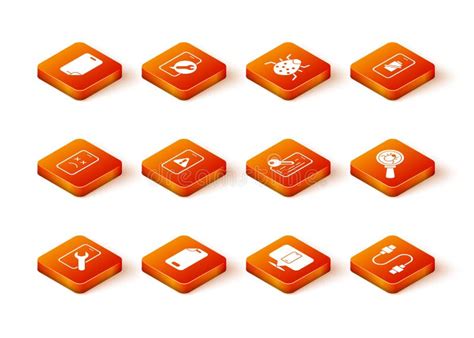 Set Mobile Service Glass Screen Protector Dead Mobile With Exclamation Mark Phone Repair