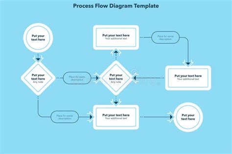 Minimalistic Modern Template For Process Flow Diagram Blue Version Stock Vector Illustration