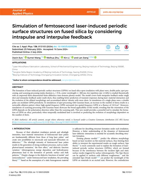 Pdf Simulation Of Femtosecond Laser Induced Periodic Surface Structures On Fused Silica By