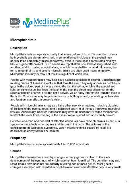 Microphthalmia Definition And Causes Teacher Deepa Mam