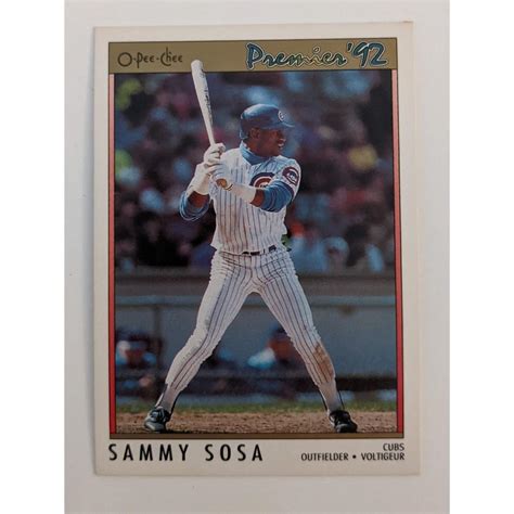 Sammy Sosa Cubs Premier 92 O Pee Chee Baseball Card