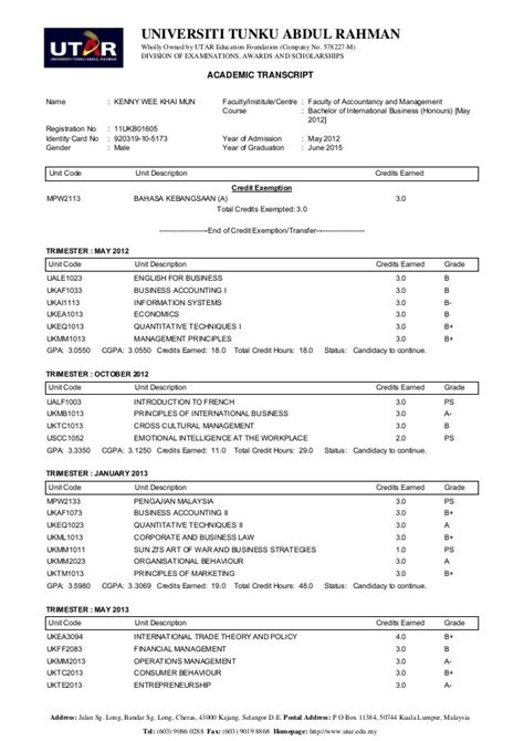 Academic Transcript